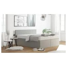 Boxspringbett, grau, B:195cm L:210cm, Bezug: 100% Polyester;Polsterwatte: 100% Polyester, Westfalia Schlafkomfort, Komplettbetten, Boxspringbett, mit Zierkissen, wahlweise mit Topper