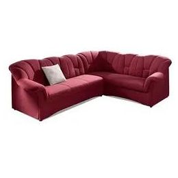 Ecksofa DOMO collection "Papenburg B/T/H: 242/190/84 cm L-Form", rot, B:242cm H:84cm T:190cm, Struktur ( 90% Polyester, 10% Polyacryl);Microfaser PRIMABELLE (100% Polyester);Kunstleder SOFTLUX;Luxus-Microfaser (100% Polyester), Sofas, Ecksofa, wahlweise mit Bettfunktion, Langer Schenkel links oder rechts