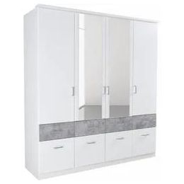 Kleiderschrank Rauch "Kleiderschrank Schrank Garderobe deckenhoher Schrank BREMEN", wei&szlig; (wei&szlig;, beton), B:181cm H:199cm T:58cm, Holzwerkstoff, Schr&auml;nke, Kleiderschrank, in vielen Farbvariationen, inkl. Kranzblende MADE IN GERMANY