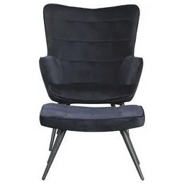 Sessel ByLiving "Uta", schwarz, B:60cm H:97cm T:80cm, 100% Polyester, Sessel, Sessel, wahlweise mit oder ohne Hocker, in Cord, Samt oder Webstoff