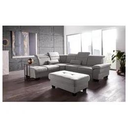 Ecksofa Home Affaire "Cornwall L-Form", grau, B:283cm H:84cm T:253cm, Struktur fein (100% Polyester);Luxus-Microfaser weich (90% Polyester, 10% Polyamid), Sofas, Ecksofa, incl. Sitztiefenverstellung, mit Bettfunktion und Kopfteilverstellung