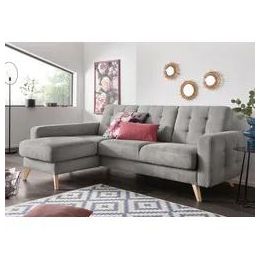 Ecksofa exxpo - SOFA FASHION "Nappa, kompakt und komfortabel, bequem, zeitloses Design, L-Form", silber, B:222cm H:87cm T:156cm, Samtvelours (100% Polyester);Webvelours (100% Polyester), Sofas, Ecksofa, tolle Detailverarbeitung, inkl. Bettfunktion und Bettkasten