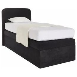 Boxspringbett, schwarz, B:105cm L:212cm, Box und Kopfteil: Microvelours (100% Polyester) oder Kunstleder (Polyurethan);Bezug der Obermatratze: 100% Polyester, Westfalia Schlafkomfort, Komplettbetten, Boxspringbett, wahlweise mit Bettkasten
