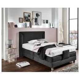 Boxbett, schwarz, B:134cm L:214cm, Bezug der Obermatratze: 100% Polyester, abnehmbar und waschbar bis 60C;Box und Kopfteil: Mikrovelours (100% Polyester), Westfalia Schlafkomfort, Komplettbetten, Boxspringbett, mit Motor