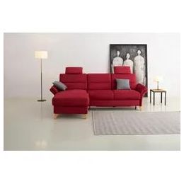 Ecksofa Home Affaire "Westerland L-Form", rot (bordeaux), B:252cm H:90cm T:162cm, 100% Polyester, Sofas, Ecksofa, Federkern-Polsterung, wahlweise mit Bettfunktion, Bettkasten