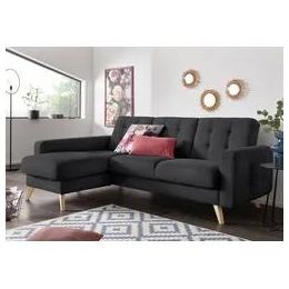 Ecksofa exxpo - SOFA FASHION "Nappa, kompakt und komfortabel, bequem, zeitloses Design, L-Form", grau, B:222cm H:87cm T:156cm, Samtvelours (100% Polyester);Webvelours (100% Polyester), Sofas, Ecksofa, tolle Detailverarbeitung, inkl. Bettfunktion und Bettkasten