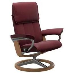 Relaxsessel stressless "Admiral", rot (bordeaux batick), B:93cm H:103cm T:79cm, Leder BATICK: BATICK ist ein leicht korrigiertes, durchgef&auml;rbtes und genarbtes M&ouml;belleder, bei dem die meisten Unebenheiten und Spuren in der Regel entfernt wurden., Sessel, Relaxsessel, mit Signature Base, Gr&ouml;&szlig;e M & L, Gestell Eiche