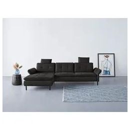 Ecksofa Home Affaire "Birkholm L-Form", schwarz, B:267cm H:83cm T:174cm, 100% Polyester, Sofas, Ecksofa, Armlehnverstellung, auch in Easy Clean Bezug - mit Wasser zu reinigen