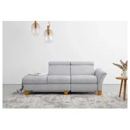Recamiere Home Affaire "Lindgren", silber, B:206cm H:84cm T:93cm, 100% Polyester, Sofas, Recamiere, wahlweise motorische TV-Funktion, Bettkasten und Kopfteilverstellung