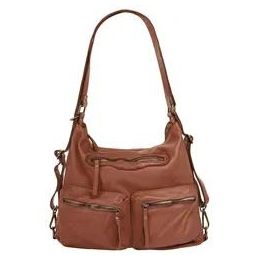 Shopper Samantha Look, Damen, Gr. B/H/T: 34cm x 33cm x 13cm onesize, braun (cognac), Leder, Taschen Shopper, echt Leder, Made in Italy