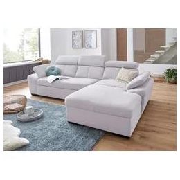 Ecksofa exxpo - SOFA FASHION "Salerno, inkl. Arm-& Kopfteilverstellung, bequem, Breite 280cm, L-Form", silber, B:280cm H:77cm T:170cm, Sofas, Ecksofa, wahlweise mit Bettfunktion und Bettkasten, tolle Detailverarbeitung