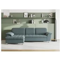 Ecksofa DOMO collection "Franzi Steppung im Sitzbereich B7T/H: 278/162/80 cm, L-Form", blau (eisblau), B:278cm H:80cm T:171cm, Flachgewebe (100% Polyester);Chenille (100% Polyester), Sofas, Ecksofa, wahlweise mit Bettfunktion, Bettkasten und Kopfteilverstellung