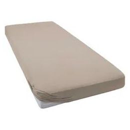 Spannbettlaken bellana "Jersey-Elasthan deLuxe", grau (taupe), B:140cm, Jersey-Elasthan, Obermaterial: 95% Baumwolle, 5% Elasthan, Bettlaken, Spannbettlaken, f&uuml;r Boxspringbetten und sehr hohe Matratzen