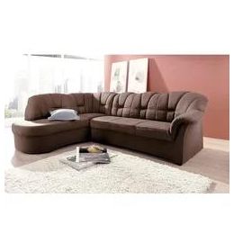 Ecksofa DOMO collection "Papenburg, zeitlose R&uuml;ckensteppung, elegante Armlehne, L-Form", braun (schoko), B:241cm H:84cm T:178cm, Kunstleder SOFTLUX;Luxus-Microfaser (100% Polyester);Struktur ( 90% Polyester, 10% Polyacryl);Microfaser PRIMABELLE (100% Polyester), Sofas, Ecksofa, mit Ottomane, wahlweise mit Bettfunktion