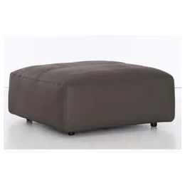Hocker Musterring "LUCIA", braun (fango puro), B:100cm H:43cm T:100cm, Flachgewebe VALMONT (60% Baumwolle/40% Leinen);Leder PURO, pigmentiertes Leder;Microfaser CRONA (100% Polyester);Flachgewebe FLORIS (100% Polyester);Leder BAX, pigmentiertes Leder, Hocker, Hocker