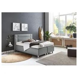 Boxspringbett, grau (feinstrukturstoff grau), Ohne Topper, Liegefl&auml;che B/L: 140cm x 200cm, H2, 7-Zonen-Kaltschaummatratze, Bezug Unterbox und Kopfteil: Feinstrukturstoff (77% Polyester, 23% Viskose);Bezug Obermatratze 100% Polyester, waschbar bis 60C, Westfalia Schlafkomfort, Komplettbetten, Boxspringbett, in diversen Ausf&uuml;hrungen