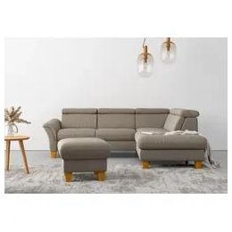 Ecksofa Home Affaire "Lindgren L-Form", braun (savannah), B:249cm H:84cm T:217cm, 100% Polyester, Sofas, Ecksofa, wahlweise mit TV-Funktion, Stauraum und Kopfteilverstellung