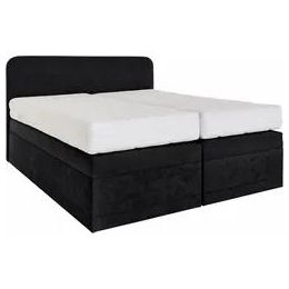 Boxspringbett, schwarz, B:145cm L:212cm, Box und Kopfteil: Microvelours (100% Polyester) oder Kunstleder (Polyurethan);Bezug der Obermatratze: 100% Polyester, Westfalia Schlafkomfort, Komplettbetten, Boxspringbett, wahlweise mit Bettkasten