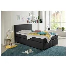 Boxspringbett Home Affaire "Eliana", grau (anthrazit), B:127cm L:210cm, Komplettbetten, Boxspringbett, inkl. Topper, in 4 Breiten, 3 Matratzenarten und 2 H&auml;rtegraden