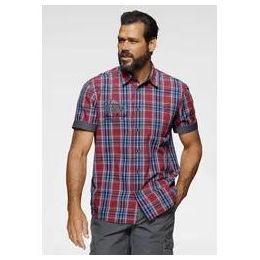 MAN'S WORLD Kurzarmhemd MAN'S WORLD, Herren, Gr. XXL (45/46), N-Gr, wei&szlig; (rot, blau, wei&szlig;), Obermaterial: 100% Baumwolle, kariert, bequem, Hemden, mit Print und Stickerei