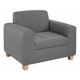 Sessel Home Affaire "Corby", grau (hellgrau), B:101cm H:80cm T:86cm, Struktur fein (100% Polyester);Chenille (100% Polyester);NaturLEDER (echtes Rindsleder) auf Sitzfl&auml;che, Kunstleder im Korpus;Melrose (100% Polyester), Sessel, Sessel, Steppung auf Sitzfl&auml;che