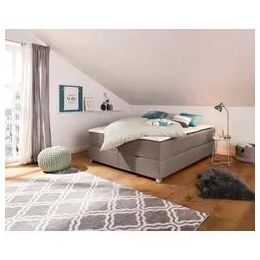 Boxbett Home Affaire "Alexis", braun (hellbraun), B:160cm L:200cm, Struktur fein (100% Polyester), Komplettbetten, ohne Kopfteil - ideal f&uuml;r R&auml;ume mit Dachschr&auml;gen; in 4 Breiten