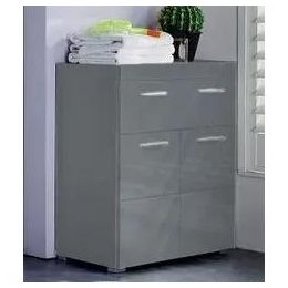 Unterschrank Welltime "Avena", grau (grau, grau hochglanz), B:73cm H:81cm T:31cm, Schr&auml;nke, Unterschrank, Badezimmerschrank mit 1 gro&szlig;en Schubkasten und 2 T&uuml;ren - 73/31/79 cm