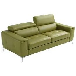 2,5-Sitzer Egoitaliano "Francine, Designsofa, Loungesofa, Breite 213 cm, Fu&szlig;farbe chrom", gr&uuml;n (salbei), B:213cm H:100cm T:106cm, Leder &raquo;BULL&laquo; (echtes Rindsleder). Geschliffenes, pigmentiertes und behandeltes Rindsleder mit einer Dicke von 1, 3-1, 5 mm. Dieses Leder zeigt eine ziemlich weiche Hand mit einem halb undurchsichtigen Aussehen. Es handelt sich um ein gesch&uuml;tztes Leder. Eine leichte Deck
