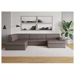 Wohnlandschaft DOMO collection "Topper, elegant und zeitlos, komfortabel, U-Form", braun (schlamm), B:320cm H:78cm T:213cm, Sofas, Wohnlandschaft, wahlweise mit Bettfunktion
