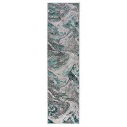 L&auml;ufer FLAIR RUGS "Marbled", gr&uuml;n (smaragd), B:80cm H:12mm L:300cm, Kunstfaser, Teppiche, L&auml;ufer, dezenter Glanz, mehrfarbig, modernes Marmor-Design, Teppichl&auml;ufer