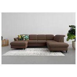 Sit & More Wohnlandschaft SIT & MORE "Maggiore U-Form", braun (espresso), B:312cm T:224cm, 98% Polyester, 2% Polyamid, Sofas, Wohnlandschaft, wahlweise mit Kopfteilverstellung, Bettfunktion und Stauraum
