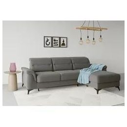 Sit & More Ecksofa SIT & MORE "Sinatra L-Form", grau, B:258cm H:85cm T:170cm, 90% Polyester, 10% Polyamid, Sofas, Ecksofa, mit Recamiere, optional mit Kopfteilverstellung und Armteilfunktion
