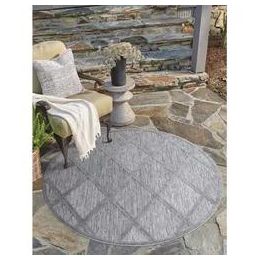 Teppich Carpet City "In-& Outdoorteppich Santorini 457, 3D-Effekt, Raute-Look", grau (anthrazit), H:5mm &Oslash;:200cm, Polypropylen, Teppiche, Teppich, Wetterfest & UV-best&auml;ndig f&uuml;r Terrasse, Balkon, K&uuml;che, Flur