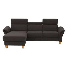 Ecksofa Home Affaire "Conville L-Form", grau (fango), B:256cm H:84cm T:167cm, 100% Polyester, Sofas, Ecksofa, Federkern, wahlweise mit Bettfunktion und Bettkasten bzw. Stauraum