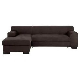 Ecksofa Home Affaire "Falk klare Linien, elegant und zeitlos, L-Form", braun (mocca), B:262cm H:77cm T:159cm, Sofas, Ecksofa, mit Federkern und wahlweise mit Bettfunktion