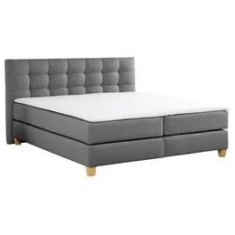Boxspringbett Home Affaire "Moulay", grau, B:194cm L:231cm, Komplettbetten, Boxspringbett, inkl. Topper, in &Uuml;berl&auml;nge 220 cm, 3 H&auml;rtegrade, auch in H4