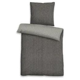 Wendebettw&auml;sche Biberna "Tillmann", grau (titanium), B/L: 135cm x 200cm, 1 Stk., 1 Stk., Flanell, B/L: 80cm x 80cm, 2 Stk., Flanell, Obermaterial: 100% Baumwolle, Bettw&auml;sche, Wendebettw&auml;sche, kuschelig warm im Winter, gestreifte Bettw&auml;sche mit Wendeoptik