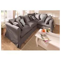 Ecksofa Home Affaire "Luise L-Form", braun, B:275cm H:75cm T:192cm, Struktur 100% Polyester, Sofas, Ecksofa, mit vielen losen Kissen und abnehmbarer Husse