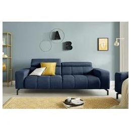 2,5-Sitzer DOMO collection "Cunelli zeitlos und elegant, moderne Sitzn&auml;hte als Designelement", blau (dunkelblau), B:238cm H:79cm T:104cm, Sofas, wahlweise mit 6-fach verstellbaren Kopfteilen, fester Sitzkomfort
