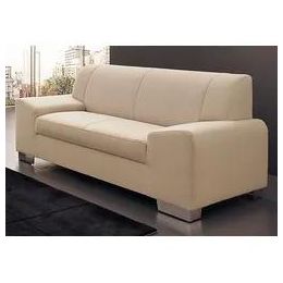 2-Sitzer DOMO collection "Alisson kubische Formensprache mit abgerundeten Elementen, komfortabel", beige (natur), B:164cm H:75cm T:83cm, Microfaser aus 100% Polyester;Softlux, das pflegeleichte Kunstleder aus 80% PVC, 18% Polyester und 2% Polyurethan;Strukturstoff aus 90% Polyester und 10% Polyacryl, Sofas, fester Sitzkomfort