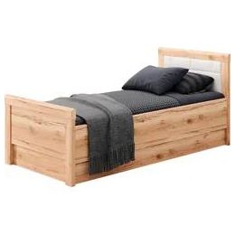 Einzelbett Priess "Arnsberg", braun (astkernbuche, wei&szlig;), B:108cm L:208cm, Betten, Kinder-Einzelbett Jugendbett Bettgestell, Komfortliegeh&ouml;he