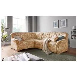 Ecksofa DOMO collection "Bahia, zeitlos und elegant, bequeme Armlehnen, L-Form", beige, B:256cm H:91cm T:200cm, Luxus-Microfaser (100% Polyester), mit Muster;Struktur (100% Polyester), Sofas, Ecksofa, wahlweise mit Bettfunktion