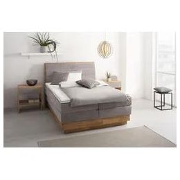 Boxspringbett OTTO HOME "Jenna", grau (argento), B:164cm L:216cm, Komplettbetten, Boxspringbett, ohne LED-Beleuchtung, mit zertifizierten, recycelten Bezugsstoffen