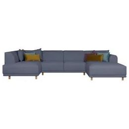 Wohnlandschaft OTTO HOME "Maroon U-Form", blau, B:358cm H:82cm T:192cm, Struktur grob ( 100% POLYPROPYLEN;Struktur fein ( 100% Polyester);Struktur (100% Polyester), Sofas, Wohnlandschaft, in skandinavischem Design, mit losen Kissen