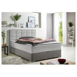 Boxspringbett Maintal, grau (hellgrau), L:210cm, Bezug Microfaser aus 100% Polyester, Komplettbetten, Boxspringbett, mit Bettkasten und Topper