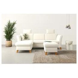 Ecksofa Home Affaire "Trelleborg L-Form", beige (creme), B:249cm H:86cm T:162cm, 100% Polyester, Sofas, Ecksofa, Federkern-Polsterung, wahlweise mit Bettfunktion und Bettkasten