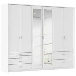 Dreht&uuml;renschrank Rauch "Kleiderschrank Schrank Garderobe W&auml;scheschrank WILDBERG", wei&szlig; (alpinwei&szlig;), B:275cm H:231cm T:58cm, Holzwerkstoff, Schr&auml;nke, Dreht&uuml;renschrank, mit 6 Schubladen, obere Schublade mit Holz-Einteilung MADE IN GERMANY