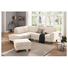 Ecksofa Home Affaire "Alta L-Form", beige (natur), B:250cm H:89cm T:201cm, Struktur ( 100% Polyester);Struktur fein ( 100% Polyester);Luxus-Microfaser ALTARA NUBUCK (100% Polyester), Sofas, Ecksofa, mit Federkern und Kontrastnaht, F&uuml;&szlig;e Buche eichefarben