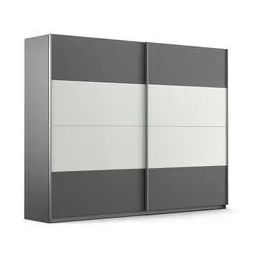 Schwebet&uuml;renschrank Rauch "Quadra Schlafzimmerschrank in vielen Breiten", grau (grau metallic, wei&szlig;glas), B:271cm H:210cm T:62cm, Holzwerkstoff, Schr&auml;nke, Schwebet&uuml;renschrank, Kleiderschrank Garderobenschrank Schrank mit Glaselementen