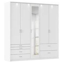 Dreht&uuml;renschrank Rauch "Kleiderschrank Schrank Garderobe W&auml;scheschrank WILDBERG", wei&szlig; (alpinwei&szlig;), B:230cm H:231cm T:58cm, Holzwerkstoff, Schr&auml;nke, Dreht&uuml;renschrank, mit 6 Schubladen, obere Schublade mit Holz-Einteilung MADE IN GERMANY